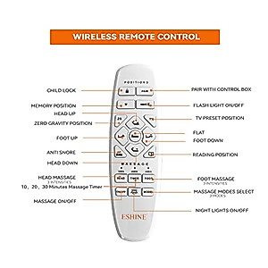 ESHINE Adjustable Bed Frame + 14" Hybrid Mattress Twin XL - Luxury Gel Memory Foam(319 Pocket Springs) with Massage, Wireless Remote, USB, Under Bed Night Light, Head and Foot Incline, 3000 Series