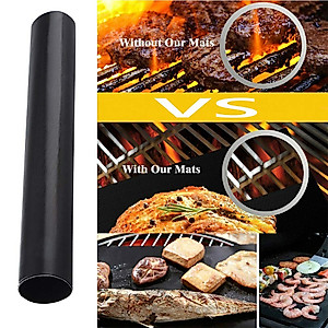 AYZA Oven Liners for Bottom of Gas Oven(Pack of 6), Reusable Non-stick Heat Resistant Baking Mat for Microwave Electric Oven, BBQ Grill Mat Heavy Duty Oven Mats, Easy to Clean (15.7 x 13 inch), Black