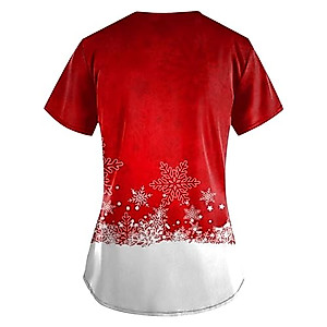 Scrubs for Women Quick-Drying Shirt Springy V-Neck Nurse Uniforms Revolution Mock Wrap Scrubs Short Sleeve V-Neck Shirts(2-Watermelon Red,XX-Large)