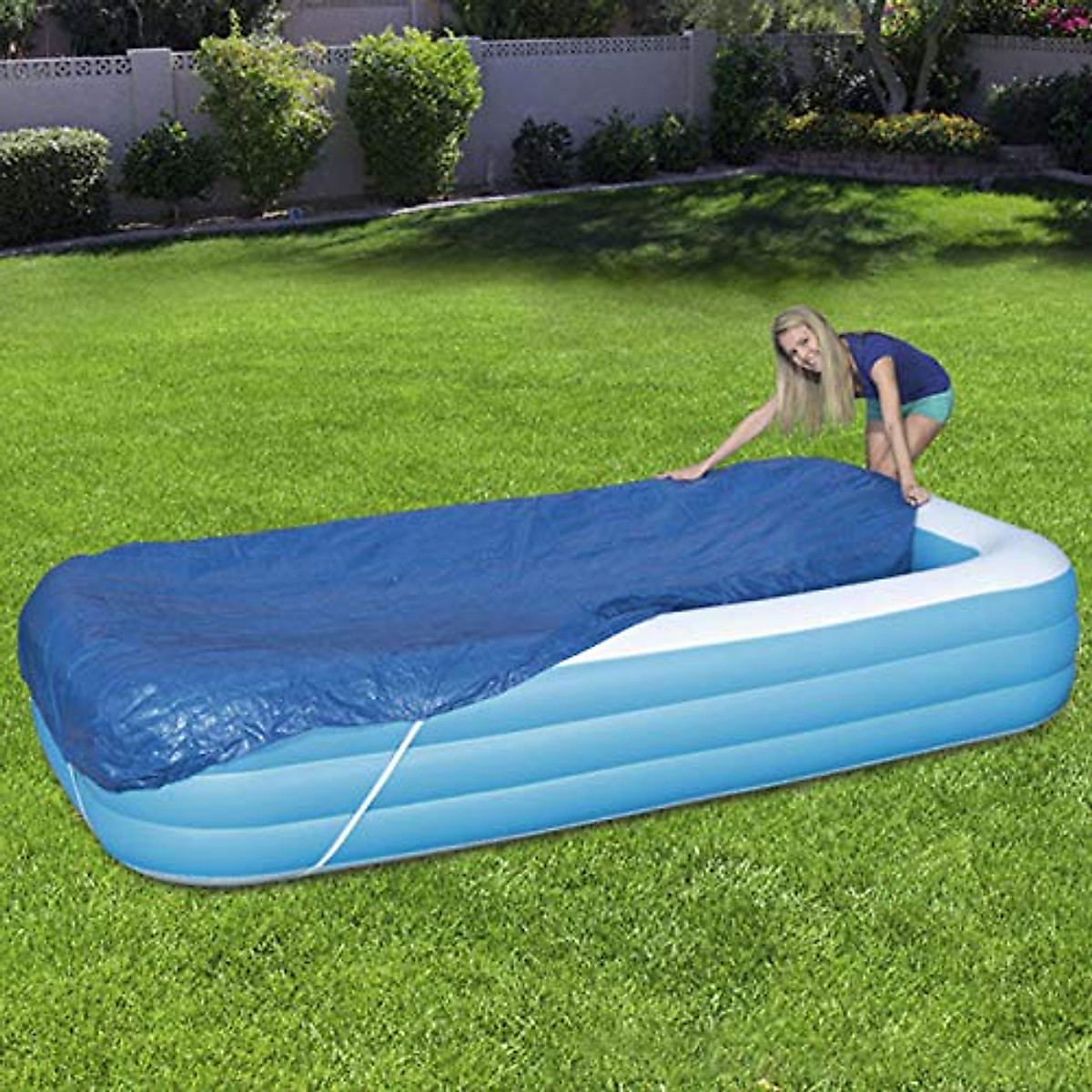 No-Branded GUANGLU Swimming Pool Cover Rectangular 120x72x22 in Inflatable Pool Cover Cloth UV-Resistant for Garden Outdoor Paddling Family Pools Protector