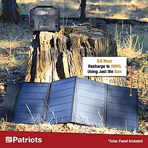 4Patriots Patriot Power Sidekick Solar Generator, 300wH Portable Power Station with 40 Watt Solar Panel, AC Fast Charging in 5 Hours, Dual 110V AC Outlets, Only 8 Lbs, Perfect for Camping Accessories