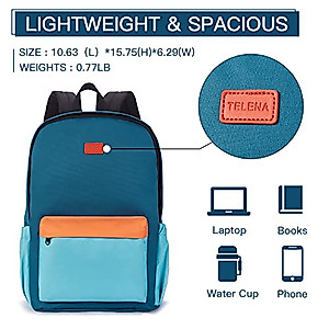 Telena School Backpack for Boys Lightweight Middle High School Backpack Bookbag for Teen Girls Boys Kids, Blue