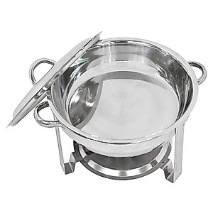 A Uniquely Designed Frame, Easy To Store And Clean 6-Pack Round Chafing Dish Buffet Chafer Warmer Set W/Lid 5 Quart,Stainless Steel