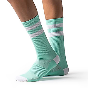 Love Classic, Mint, Medium-Large, Light Weight Compression Athletic Crew Socks for Women