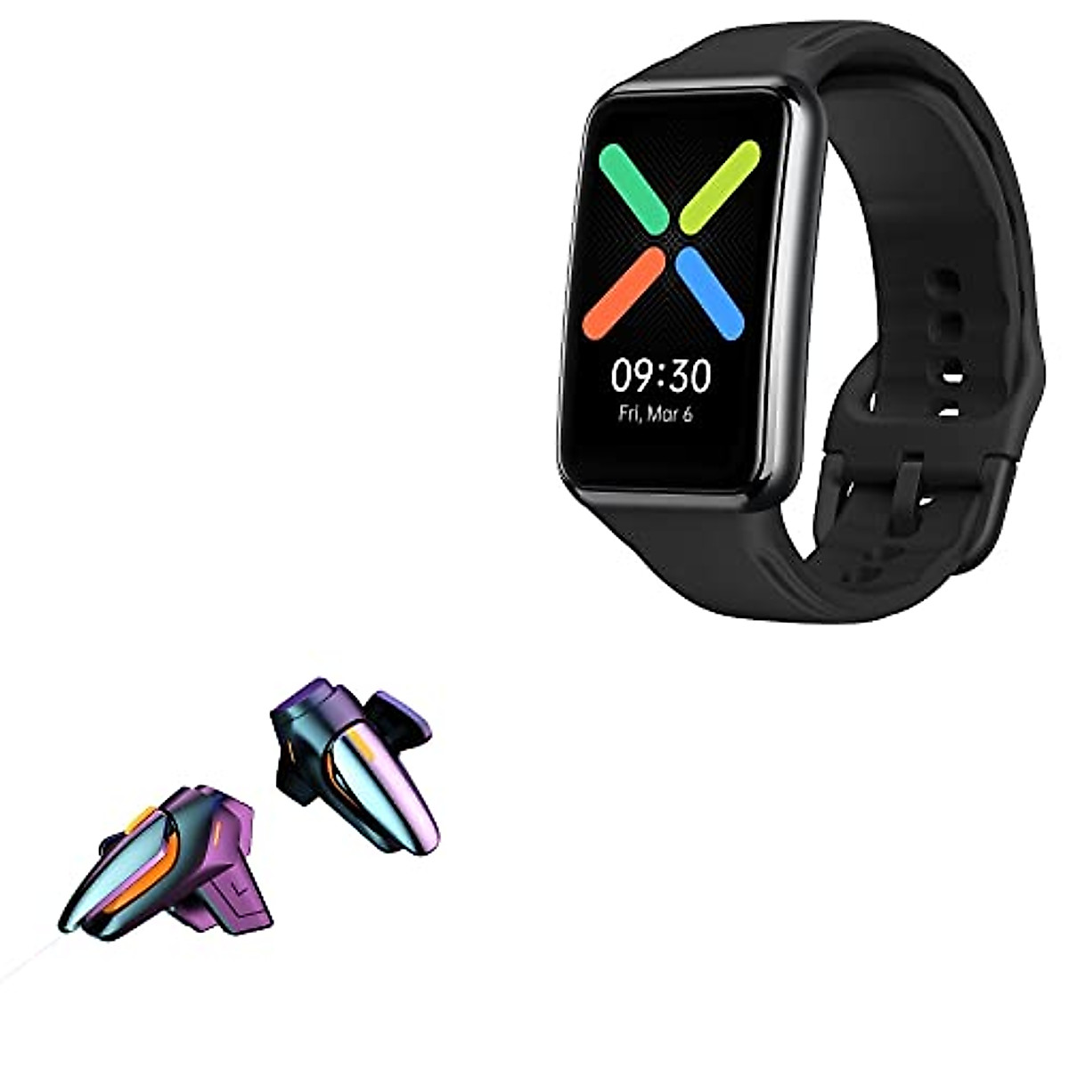 BoxWave Gaming Gear Compatible with Oppo Watch (Gaming Gear by BoxWave) - Touchscreen QuickTrigger, Trigger Buttons Quick Gaming Mobile FPS for Oppo Watch - Jet Black