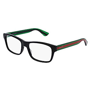 Gucci GG 0006O 006 Black/Green Plastic Rectangle Eyeglasses 55mm