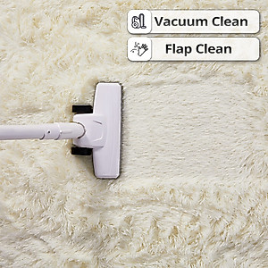 YOBATH Fluffy Shag Area Rugs 5x7 for Living Room Bedroom, Soft Fuzzy Shaggy Carpet Rugs for Girls Boys Kids Indoor Floor Nursery Home Decor, Cream White