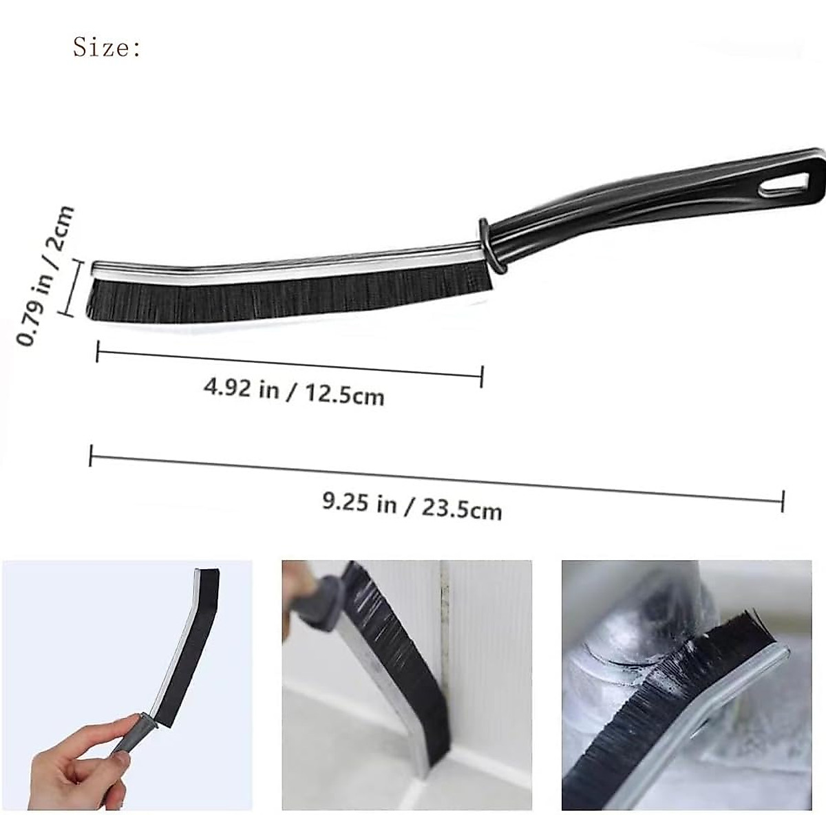 Hard-Bristled Crevice Cleaning Brush, Grout Cleaner Scrub Brush Deep Tile Joints - Stiff Angled Bristles for Showers, Bathtubs, Kitchens - Multi-Surface All-Around Household Cleaning Tool (A*3pcs)