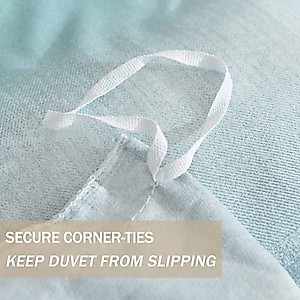 Nanko King Duvet Cover Set, Grey and Blue Teal Striped Print Pattern 3pc 104x90 Microfiber Comforter Quilt Bedding Cover with Zip Ties - Modern Farmhouse Styly for Men and Women Teen, Gray