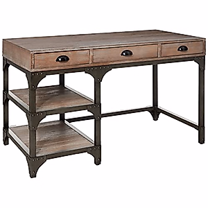 ACME Gorden Desk - 92325 - Weathered Oak & Antique Silver