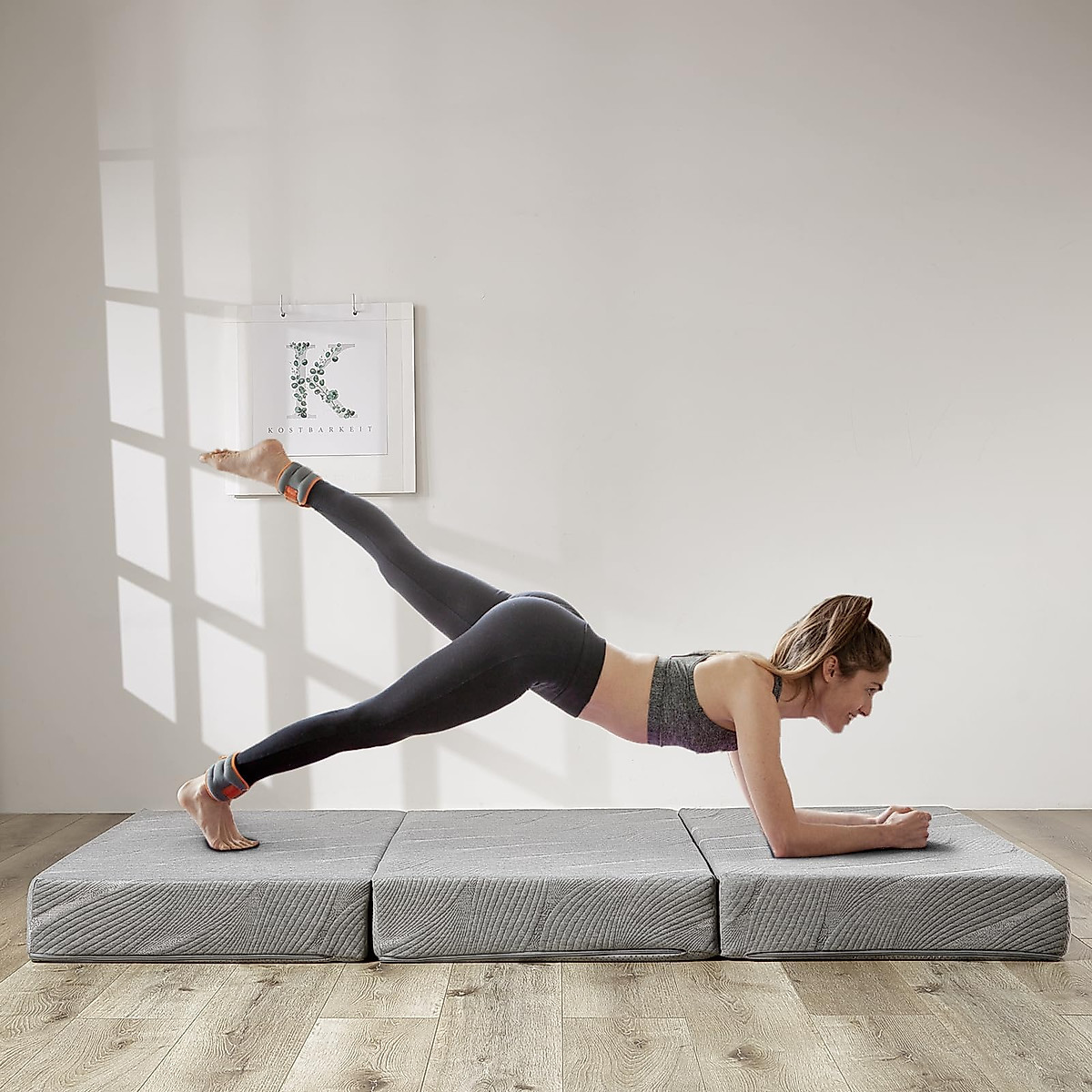 Turnkey Sleep Folding Mattress 4 Inch Twin Foldable Memory Foam Trifold Mattress Topper with Washable Breathable Cover 75" x 38" x 4"