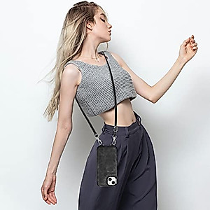 ZTOFERA Wallet Case for iPhone 13,iPhone 13 Case with Crossbody Adjustable Strap Lanyard,Leather Card Holder Shockproof Protective Cover with Stand for iPhone 13,6.1 inch-Black