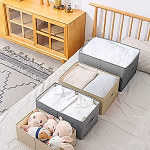 Futureskyfish Collapsible Storage Bins with Lids Closet Storage Bins Fabric Storage Bin with Lid Extra Large Storage Bins with Lids Clothing Sto Beige