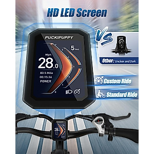 PUCKIPUPPY Electric Bike for Adults 1000W, 48V 20AH Battery Adult Electric Bicycles, 26" Fat Tire Full Suspension Ebike, 28MPH Mountain Beach E Bike, 7 Speed, 80Miles Range, UL Certified