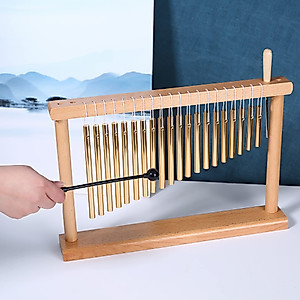 20-Note Chime Bar Table Top Wind Chime Music Percussion Instrument with Mallet, Golden