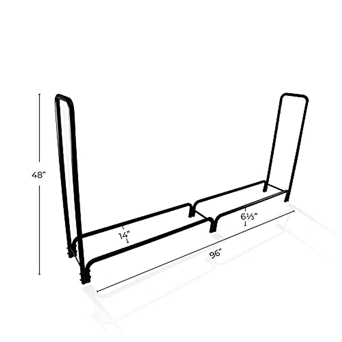 BACKYARD EXPRESSIONS PATIO · HOME · GARDEN 913559 8ft Outdoor | Heavy Duty Log Firewood Storage Rack Holder, Durable Tubular Steel, Easy Assembly, Holds (1) Face Cord of Fire Wood, Black