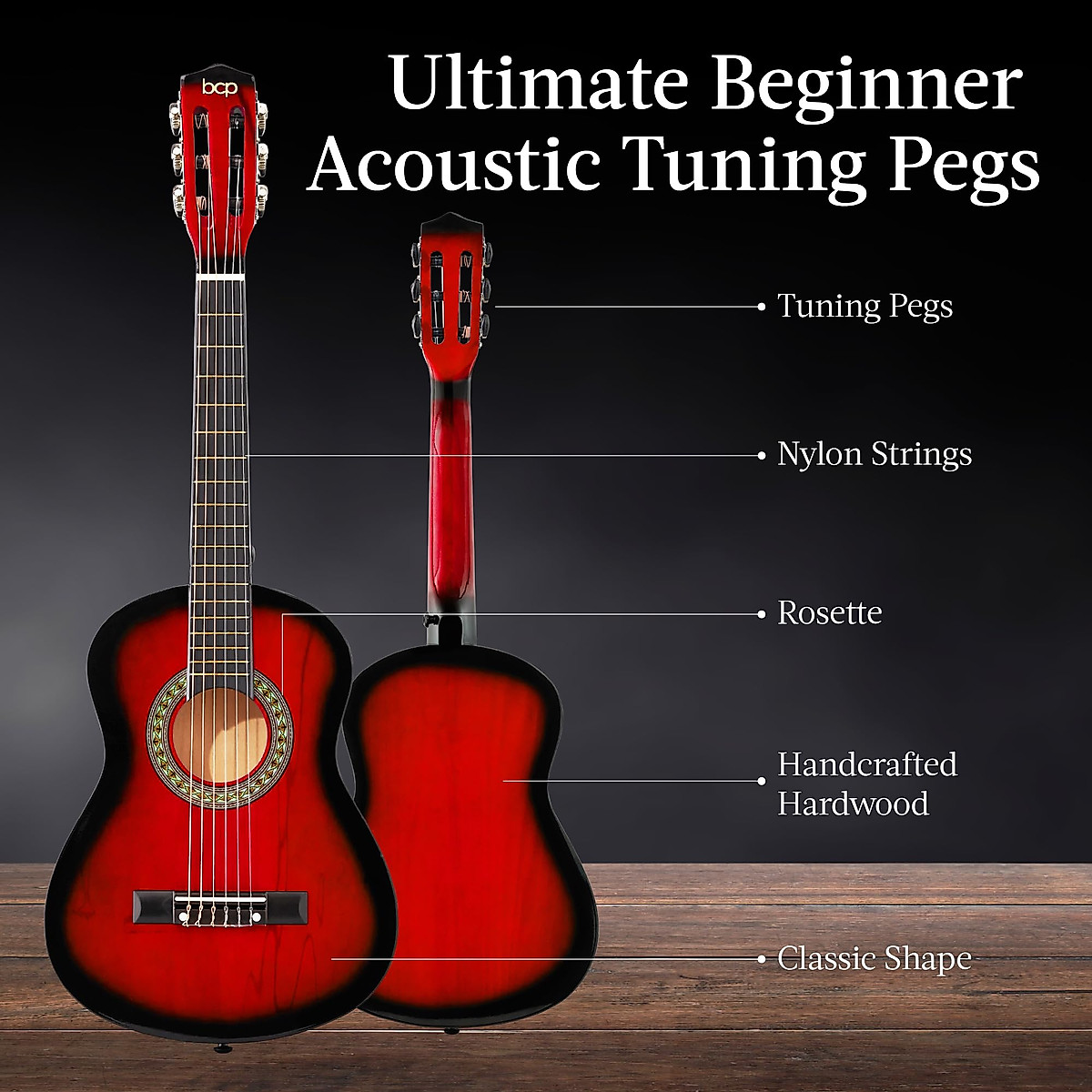 Best Choice Products 30in Kids Acoustic Guitar, All-in-One Beginner Starter Kit w/Strap, Case, Extra Strings, Rosette Inlay - Redburst
