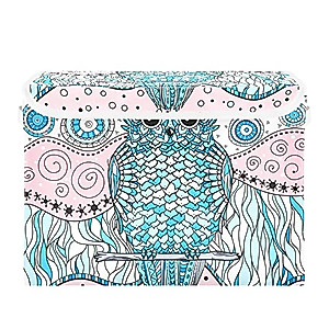 innewgogo Mandala Owl Storage Bins with Lids for Organizing Storage Baskets with Handles Oxford Cloth Storage Cube Box for Dog Toys