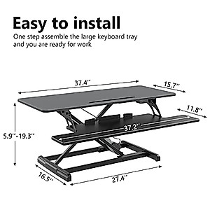 G Pack Pro Standing Desk Converter - Electric Height Adjustable Desk for Sit Stand Desk Workstation with Removable Keyword Tray and Space for Dual Monitors - Ergonomic Design for Maximum Productivity