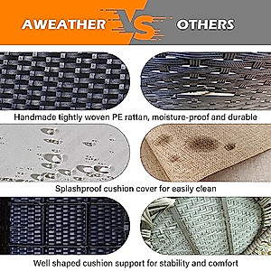 Aweather 4 Pieces Patio Furniture Set, Rattan Outdoor Table and Chairs for Yard,Pool or Backyard Outdoor Indoor Use