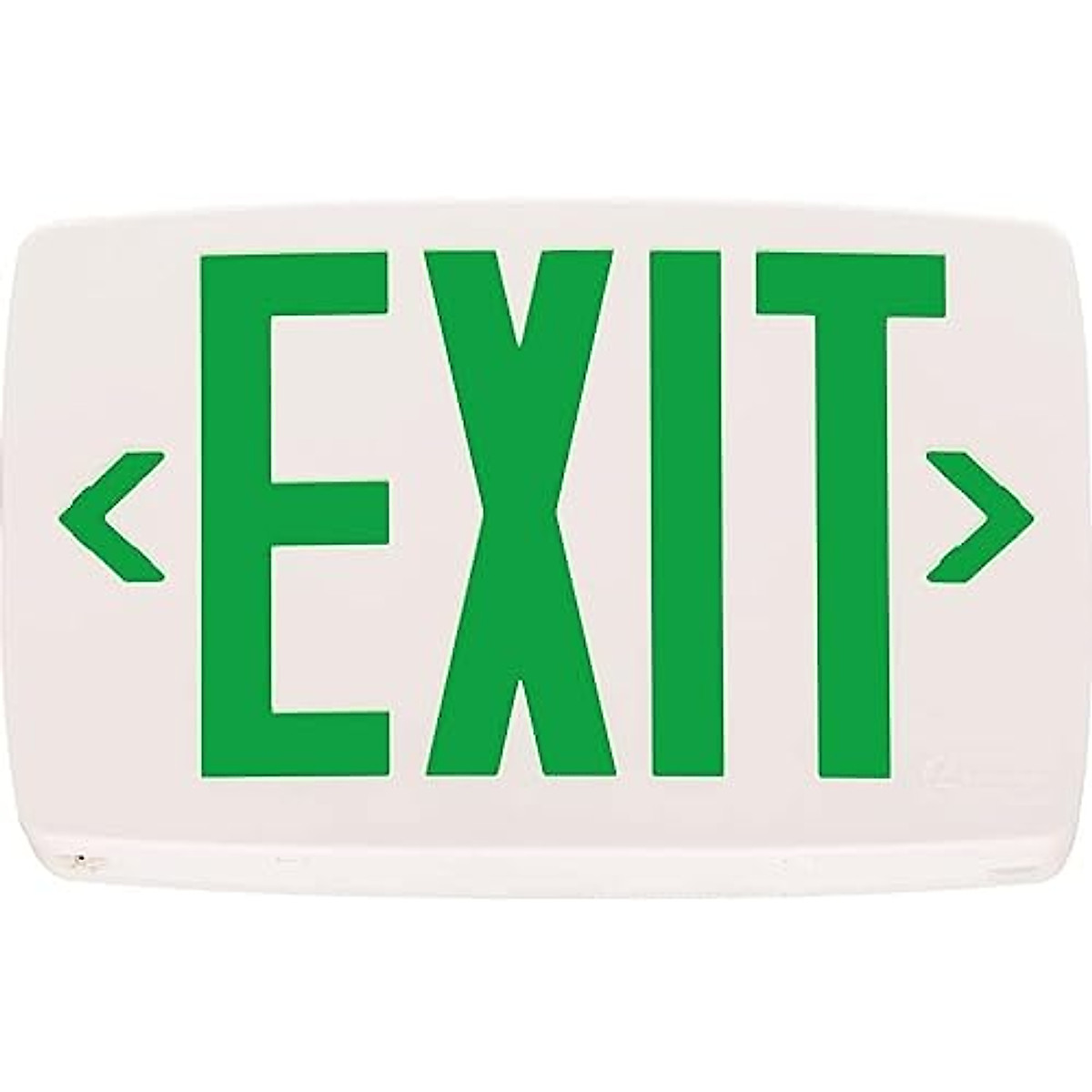 Lithonia Lighting LQM S W 3 G 120/277 EL N M6 Quantum Thermoplastic LED Emergency Exit Sign with Stencil-Faced White Housing and Green Letters with Nickel Cadium battery