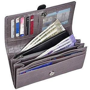 URBAN FOREST Danny Leather Wallet for Women, Grey/Black, Contemporary