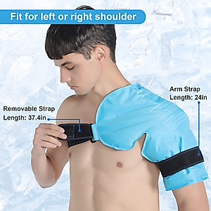 Relief Expert Extra Large Shoulder Ice Pack Wrap Reusable Rotator Cuff Cold Compression for Left or Right Shoulder and Upper Arm, Large Gel Cold Pack Wrap for Arm with Soft Plush Lining - Blue