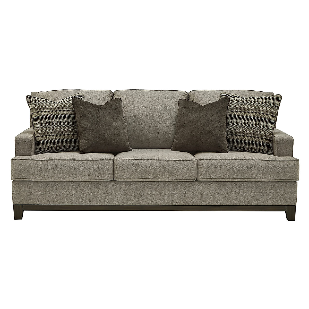 Signature Design by Ashley Kaywood Modern Sofa with 4 Throw Pillows, Brownish Gray