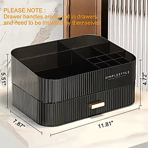 MIUOPUR Makeup Organizer with Stackable Drawers, Bathroom Vanity Organizers and Storage, Ideal for Desk and Dresser Countertops, Great for Cosmetics, skincare, Lipsticks, Nail Care -Black