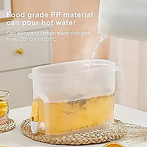 SAHLA 3.9L Plastic Drink Dispenser with Spigot for Fridge, Cold Kettle with Faucet in Refrigerator, Clear Beverage Dispenser for Fridge with Spigot and Fruit Infuser Yellow