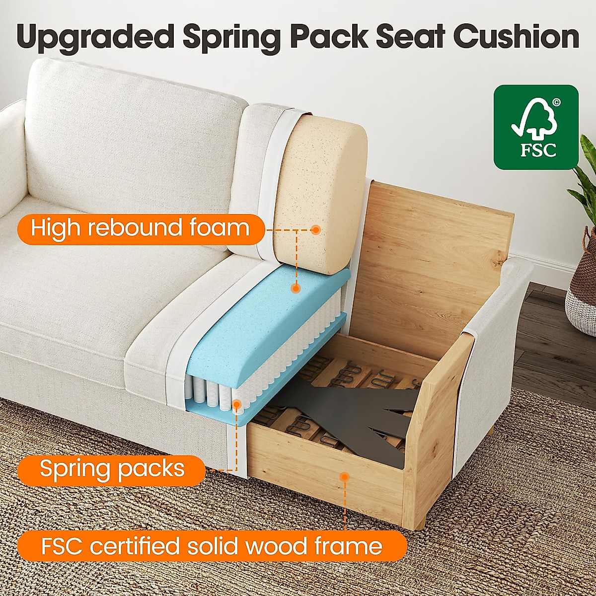 Vesgantti Loveseat Sofa, 70 inch Beige Couch, Modern Comfy Sofa with Deep Seat Soft Cushions, Small Sofa Couches for Living Room, Apartment, Office, Small Spaces, Tool-Free Assembly (70 Inch, Beige)