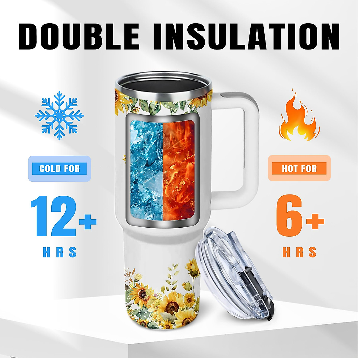 NIAXAUYT Chicken Gifts for Women - Chicken Tumbler Cup 40 oz - Funny Gifts for Chickens Lovers/Mom/Lady - Just a Girl Who Loves Chickens Themed Stainless Steel Mug, Sunflower