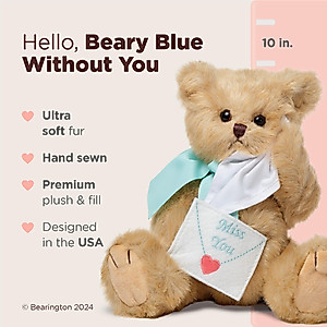 Bearington Beary Blue Without You Miss You, 10 Inch Teddy Bear Valentine's Day Stuffed Animal, Ideal for Miss You Gifts for Women
