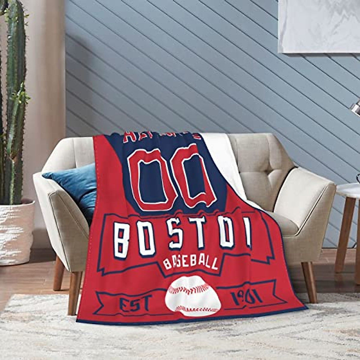Custom Blanket for Bed Fans Gift Baseball City Winter Summer Fleece Throw Blankets Personalized Name and Number, 30"x40", 50"x60", 70"x80"