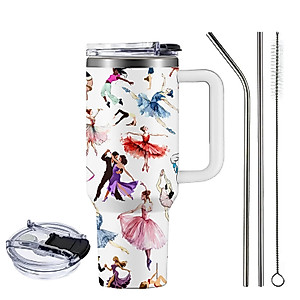 Dance Gifts for Girls, 40oz Dance Tumbler with Lid, Dance Teacher Gifts, Dance Team Gifts, Girl Dancer Gifts, Christmas Birthday Gifts for Dance Lovers Women, Just a Girl Who Loves To Dance Cup