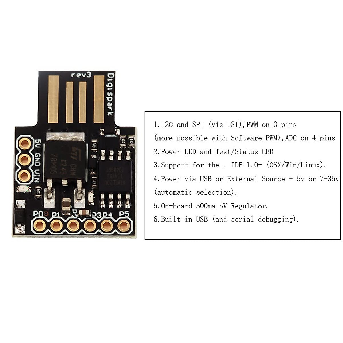 2pcs Digispark Kickstarter Attiny85 General Micro USB Development Board with Pin Header