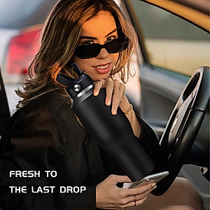 40 OZ Stainless-steel Tumblers Insulated Water Bottles - Cold 48H & Hot 24H, Leak-Proof Metal Water Flask with Sleeve, Protective Boot, BPA Free Vacuum Insulated 40oz Water Bottle Fits In Cup Holder