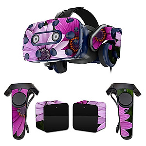 MightySkins Skin Compatible with HTC Vive Pro VR Headset - Purple Flowers | Protective, Durable, and Unique Vinyl Decal wrap Cover | Easy to Apply, Remove, and Change Styles | Made in The USA
