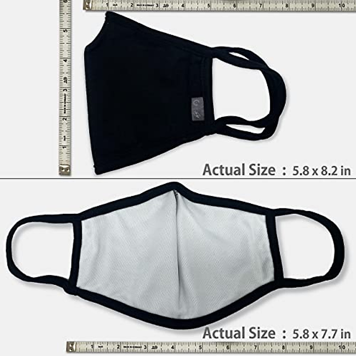 VVUPIC 2-Pack Unisex Cloth Washable Reusable Cover-100% Cotton 3 Layer black outdoor