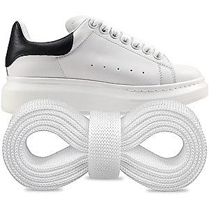 Endoto Shoelaces Replacement Flat Laces for Alexander McQueen Oversized Sneaker Shoes(Color:White,Size:50Inch)
