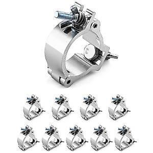 QWORK Truss Clamp Stage Lights Clamp, 10 Pack 2 Inch Aluminum Alloy Lighting Clamp for Truss, Moving Head Light, Fits 48-52mm OD Tube/Pipe, Heavy Duty 220Lbs Load Capacity