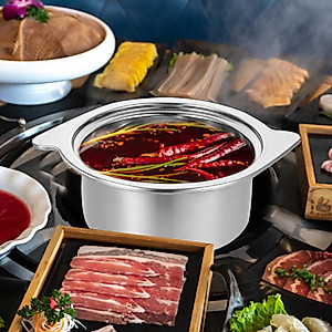 HEMOTON Shabu Hot Pot Stainless Steel Chinese Induction Shabu Pot Soup Bowls Stock Pot for Induction Cooktop Gas Stove (Silver) 24X19X8CM