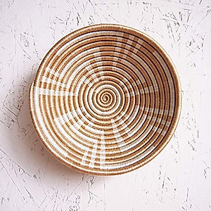 Small African Basket- Luhano/Rwanda Basket/Woven Bowl/Sisal & Sweetgrass Basket/Tan, White