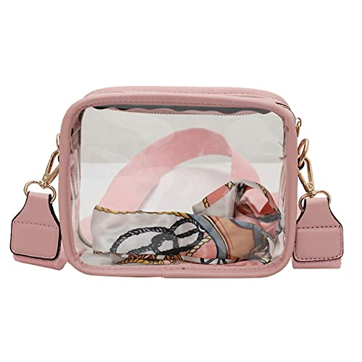 Obosoyo Clear Crossbody Bag PVC Transparent Shoulder Bag Clear Purse Bag Tote with Adjustable Strap Stadium Approved