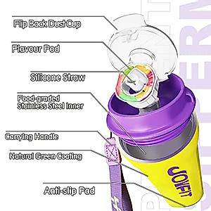 sipperment Water Bottle with Straw, 450ml Air Water Bottle Air Starter Set Stainless Steel Insulated Drinking Bottles with 5 Flavour Pods 0 Sugar, BPA Free, Leak-proof