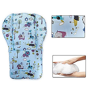 Kocpudu High Chair Cushion, Baby High Chair Cushion, Pad for High Chair, Soft and Comfortable, Lightweight and Breathable,Making The Baby More Comfortable (Jungle Animal Pattern on Blue Background)