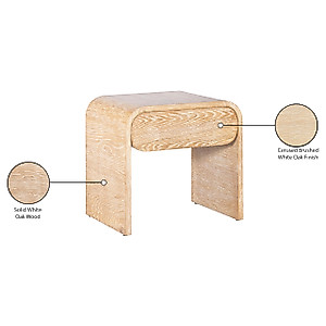 Meridian Furniture 862-NS Cresthill Collection Mid-Century Modern Nightstand, White Oak, 24" W x 18" D x 23" H