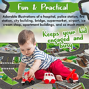 Kids Carpet Playmat City Life 3D Playroom Rug | 30 x 60 Inch Extra Large Toddler Activity Mat for Race Cars & Toys | Playroom Rug Makes a Fun Educational Gift Idea for Boys & Girls (Colored)