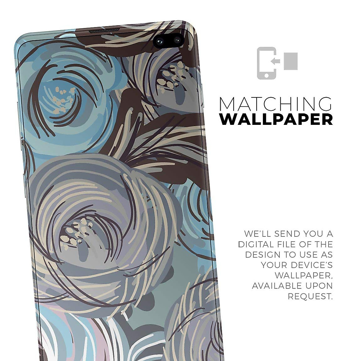 DesignSkinz Abstract Subtle Toned Floral Strokes Protective Vinyl Decal Wrap Skin Cover Compatible with The Samsung Galaxy S20 (Screen Trim & Back Glass Skin)