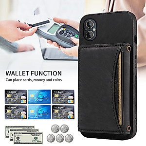Phone Case For OnePlus Nord N20 5G Wallet Cover with Crossbody Shoulder Strap and Leather Credit Card Holder Pocket Slim Cell Accessories One Plus N 20 G5 1 Plus 20N 1plus One+ 1+ N205G Girls Black
